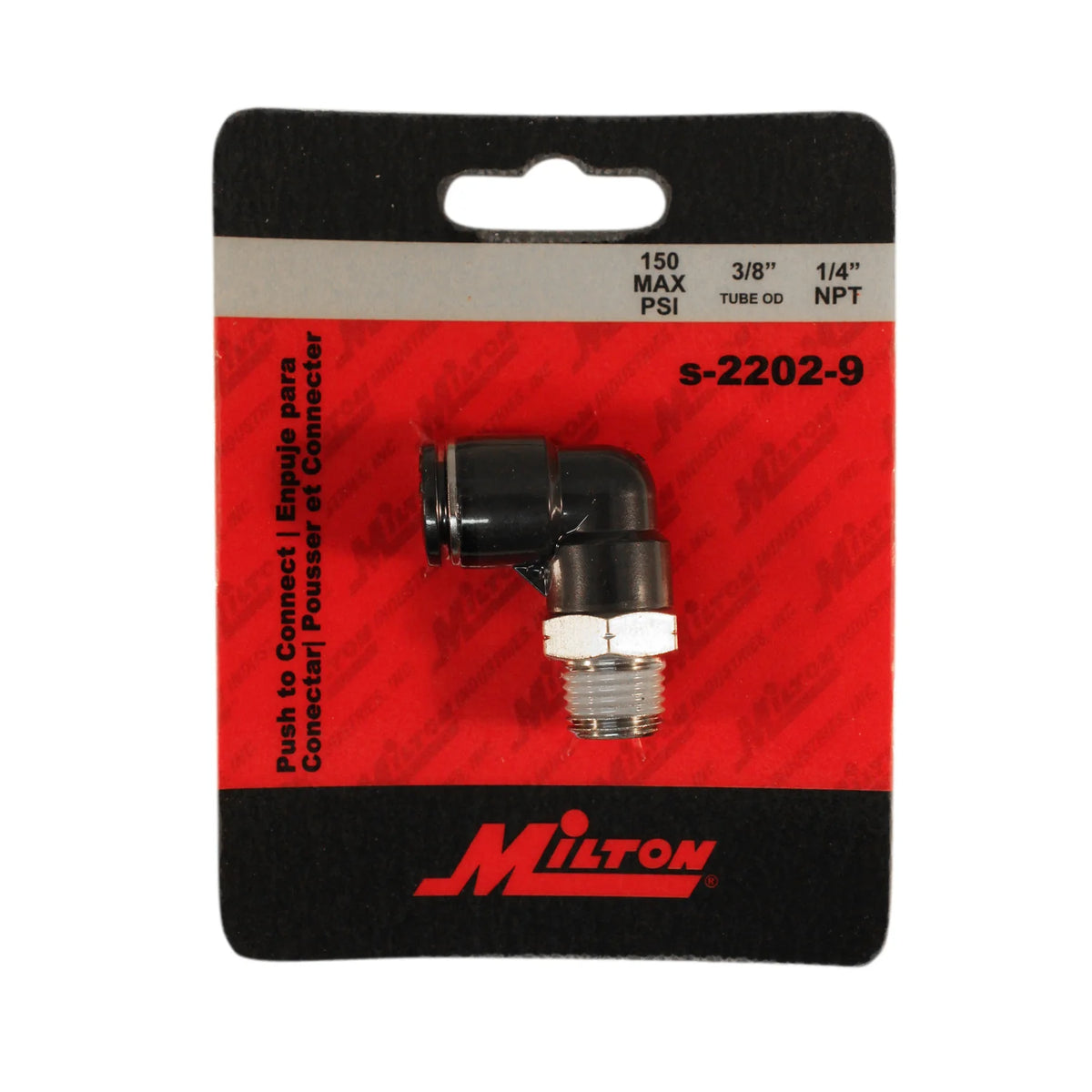 Milton S-2202-9 1/4" MNPT 3/8" OD Push to Connect Swivel Elbow (Pack o