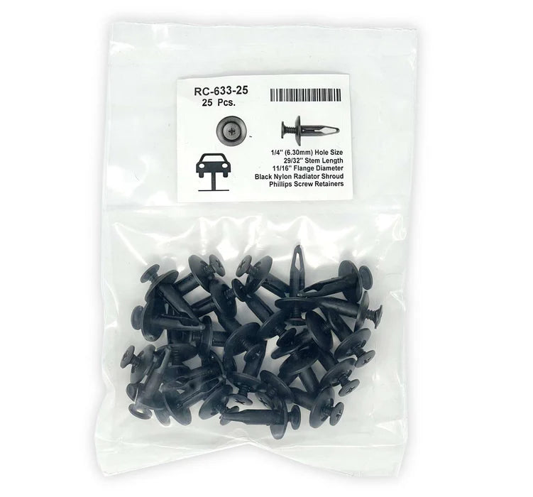 MT-RSR Black Nylon Radiator Screw Retainer - 1/4" Hole Size 29/32" Ste ...